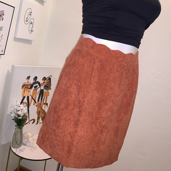 Skirts | Rust Colored Corduroy Skirt With Scallop Detail | Poshmark